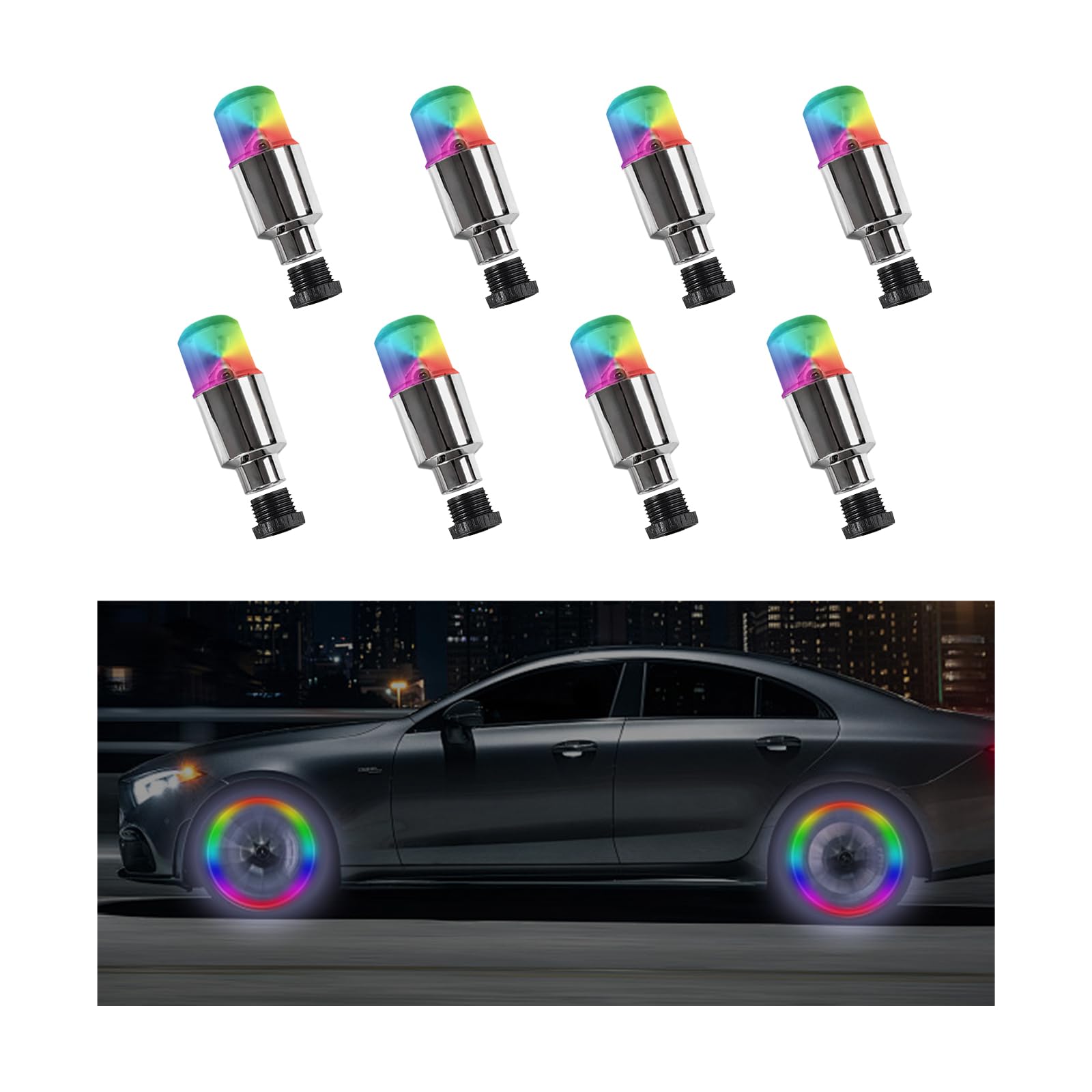 Amazon.com: Dickno 8PCS LED Tire Valve Stem Cap Lights, Neon Spoke ...
