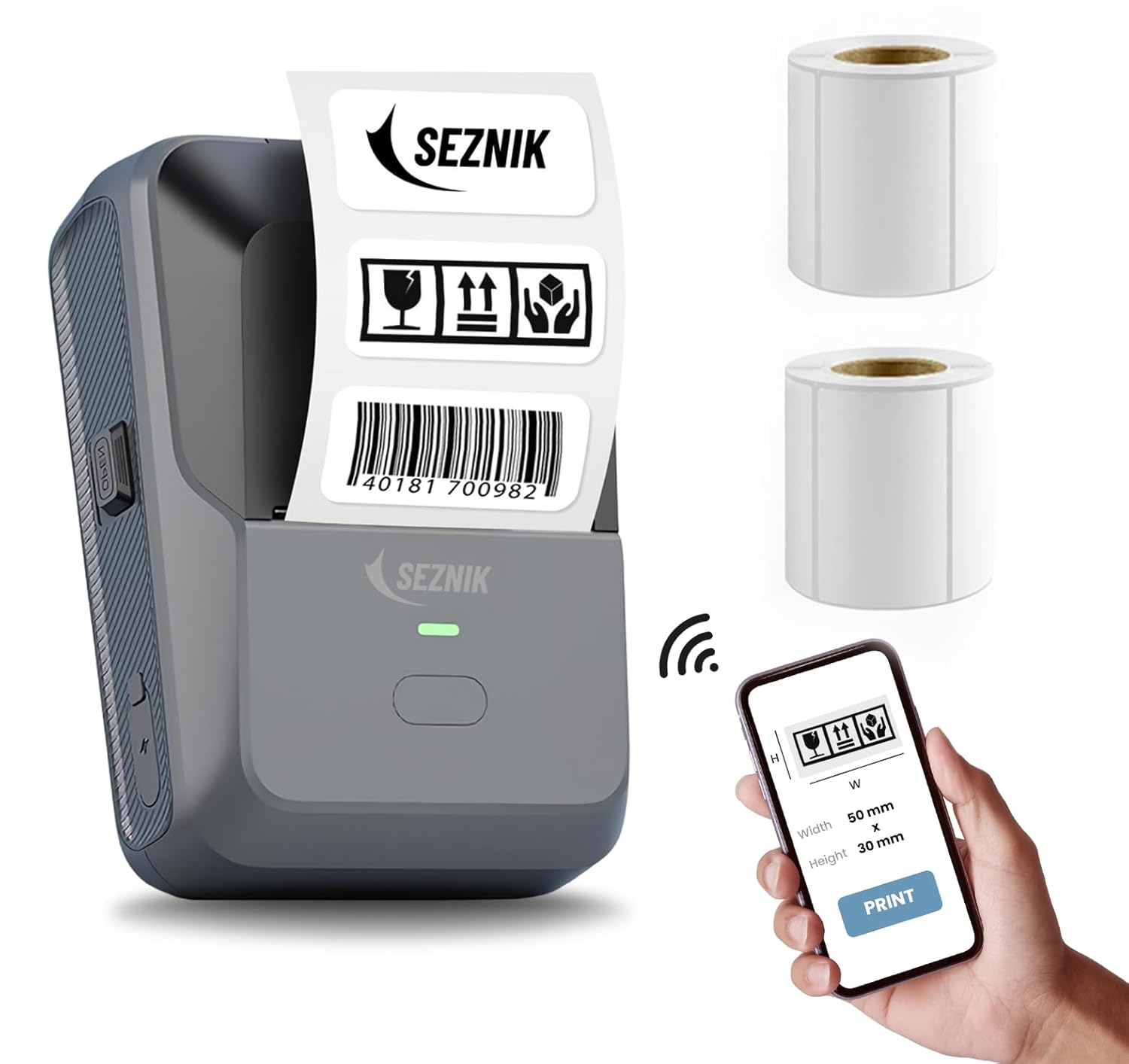 SEZNIK Josh Bluetooth Thermal Label Printer | Inkless Mini Rechargeable ...