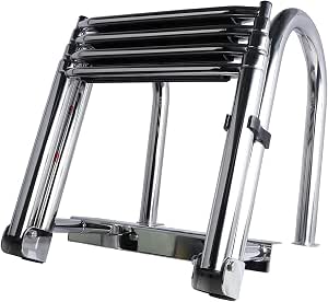 Telescoping 4 Step Pontoon Boat Ladder,Foldable Stainless Steel Marine ...
