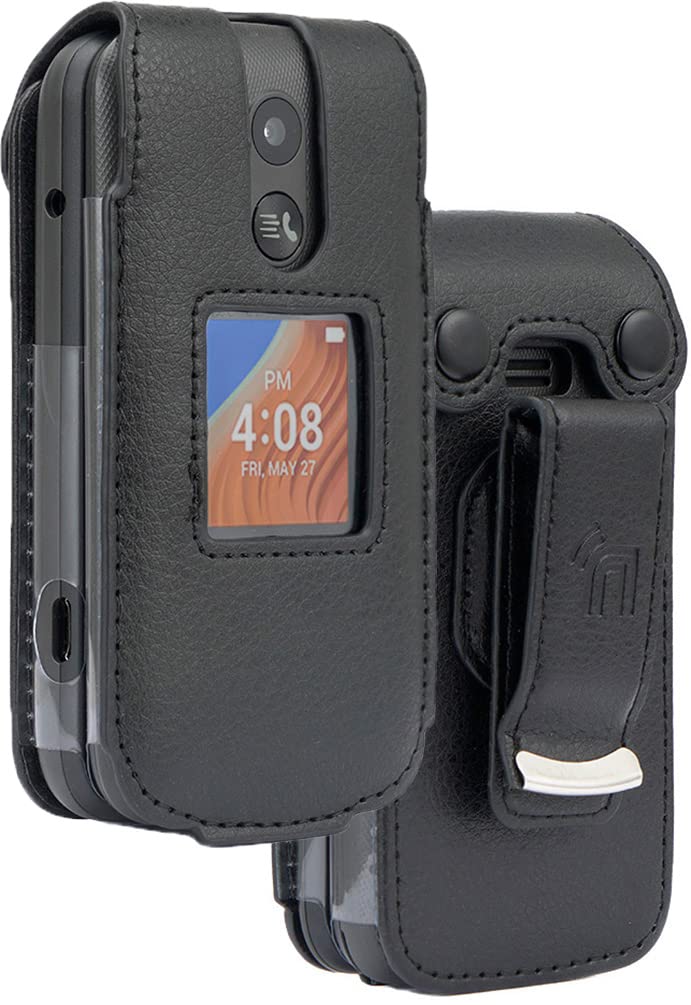 Case for Alcatel TCL Flip 2 Phone (2022), Nakedcellphone [Black Vegan ...