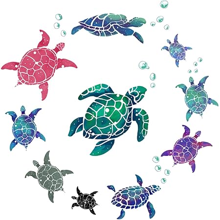 12 Pieces Sea Turtle Wall Decals Turtle Vinyl Stickers Underwater Ocean ...