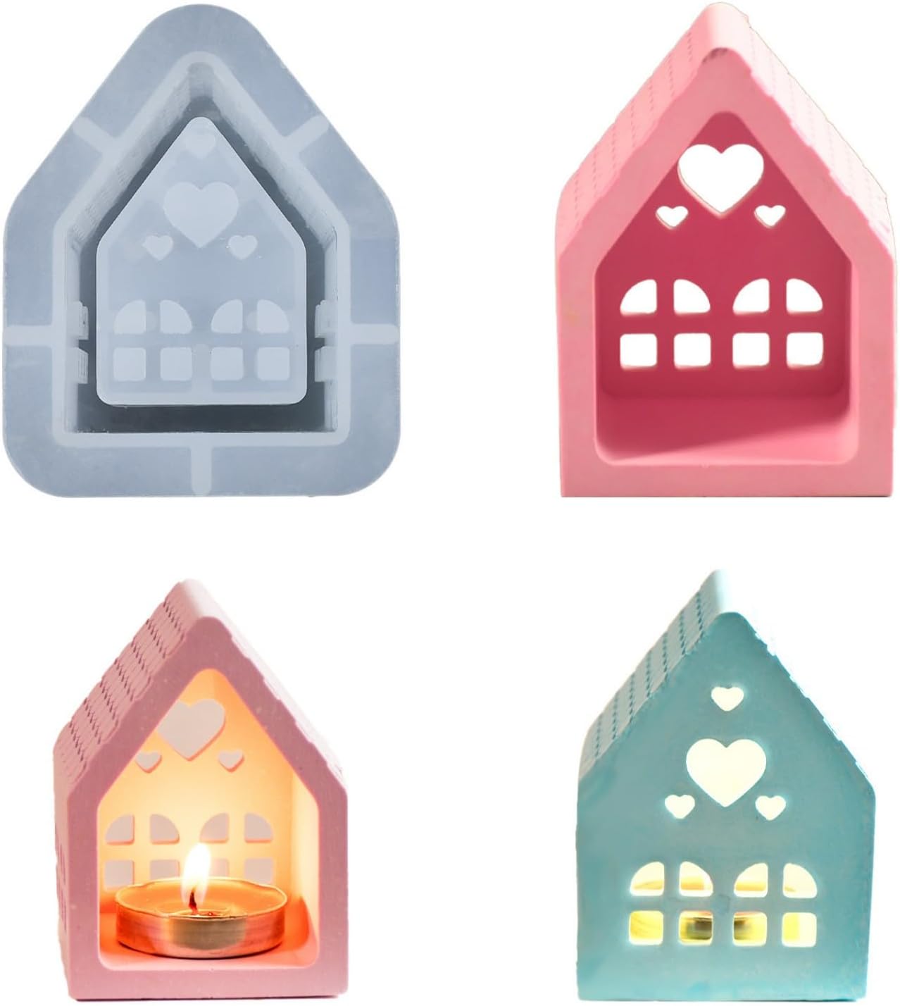 Amazon.com: Art House Shape Resin Silicone Molds,3D Silicone House Candle Mold for Candle Making ...
