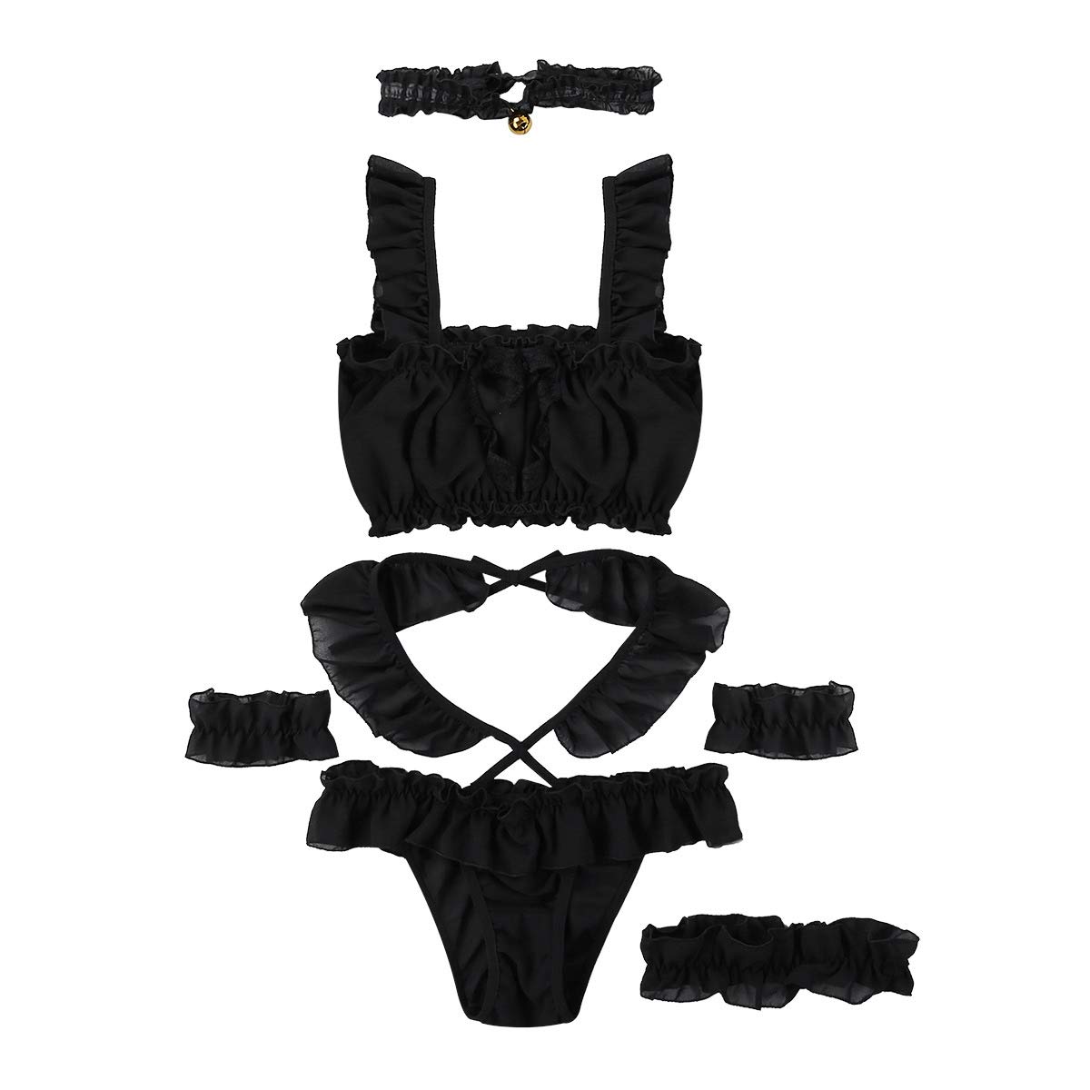 dPois Women's 5Pcs Sexy Japanese Girls Anime Cute Cat Cosplay Costume ...