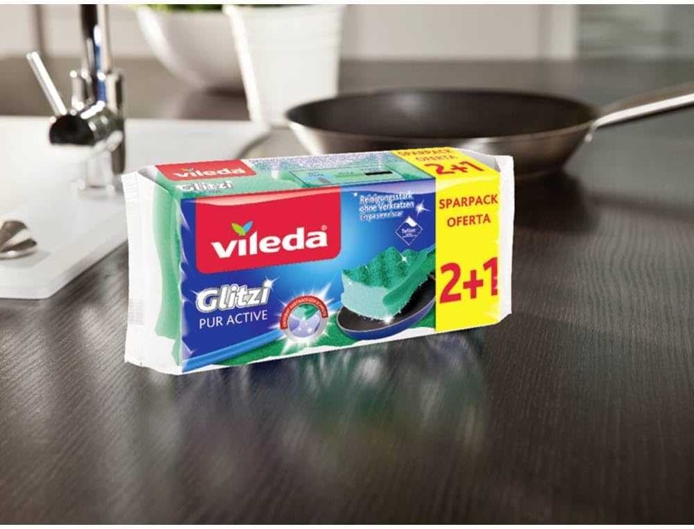 Amazon.com: Vileda Glitzi Power INOX Steel Sponge for Stubborn Dirt, 2 ...