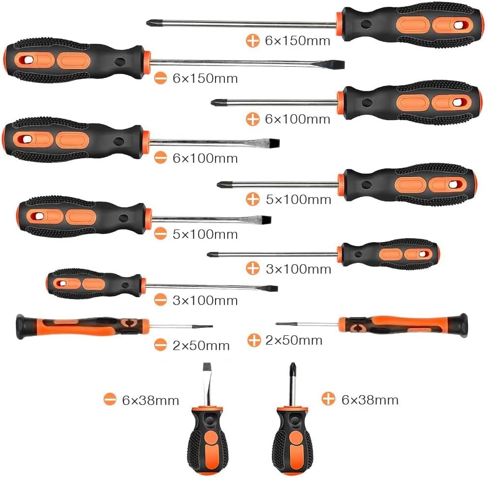 ZHJAN 12pcs Screwdriver Set, Cr-V Magnetic Screwdriver Set with 6 ...
