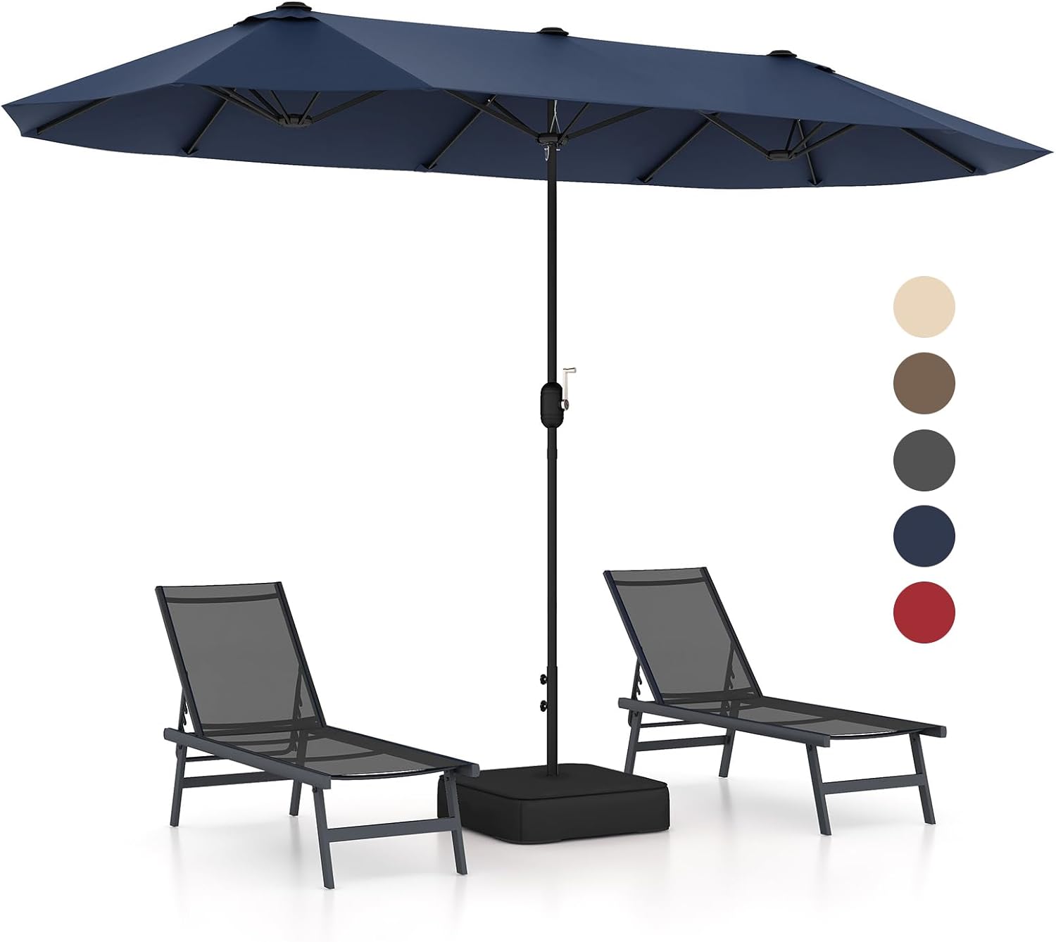 TANGZON 4M Patio Parasol with Base, Double-Sided Market Umbrella with ...