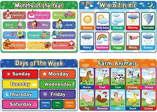 Amazon.com : NiBaby Kids' Non Slip Educational Placemats Set of 4 ...