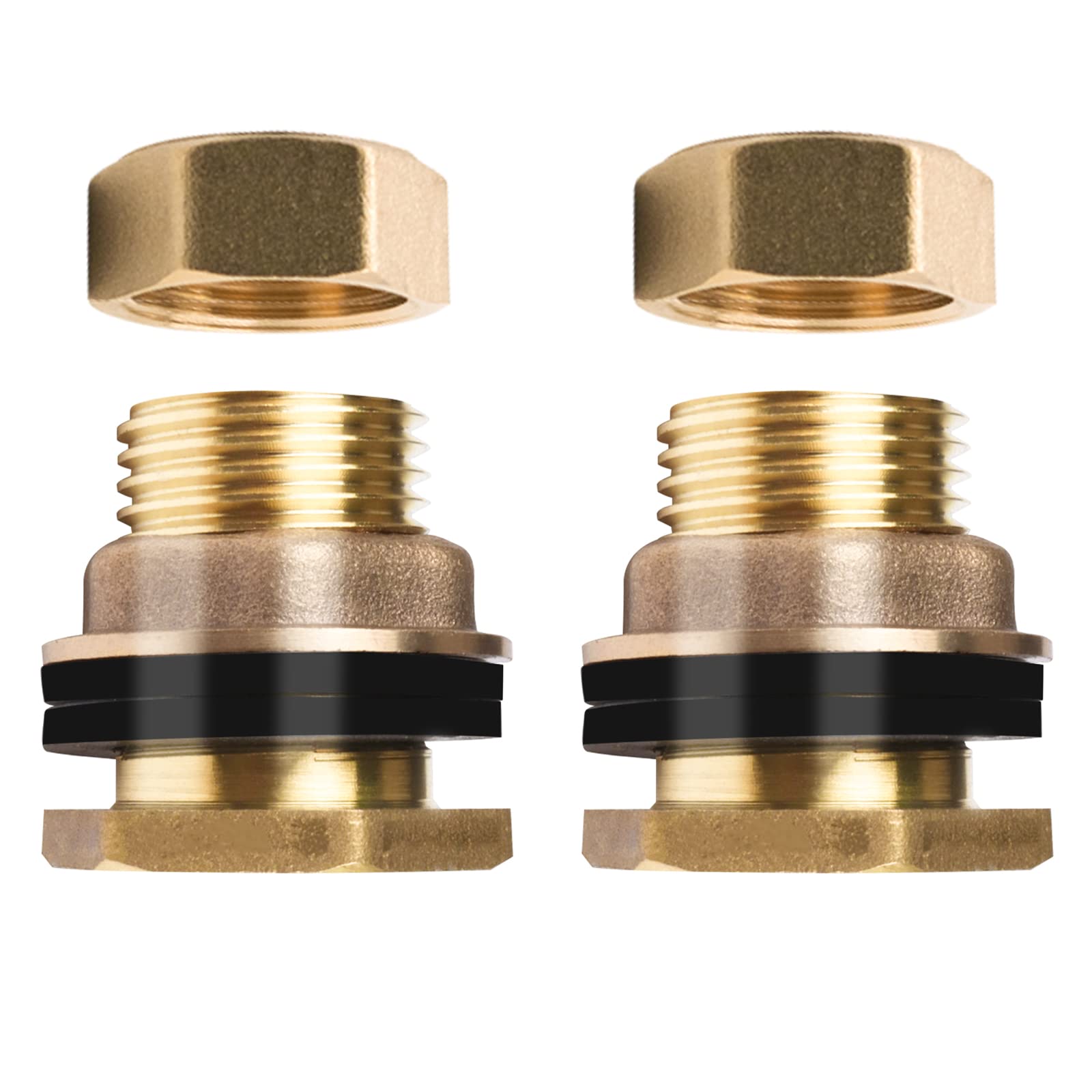 Buy 2 Pack Brass Water Tank Connector with Plug, 1/2" Female NPT to 3/4 ...