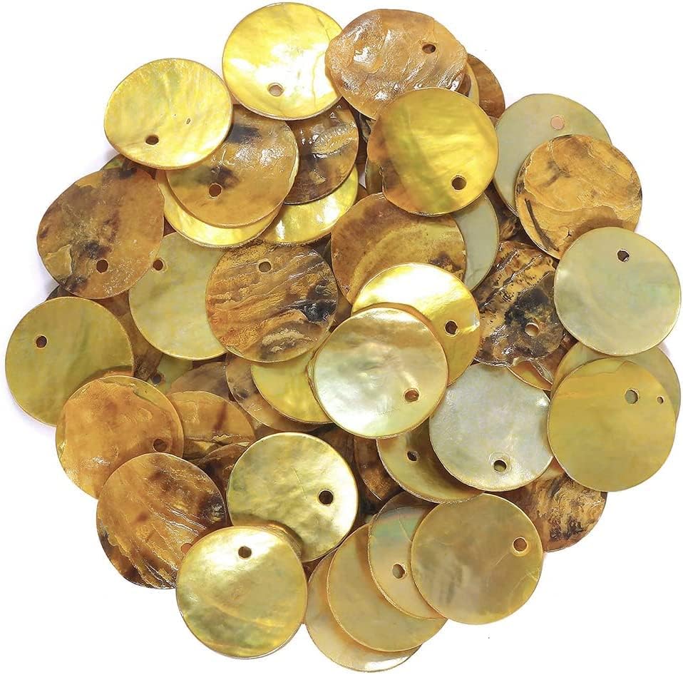 Amazon.com: Firstmeet Shell Beads 65pcs Natural 20mm Flat Round Mussel ...