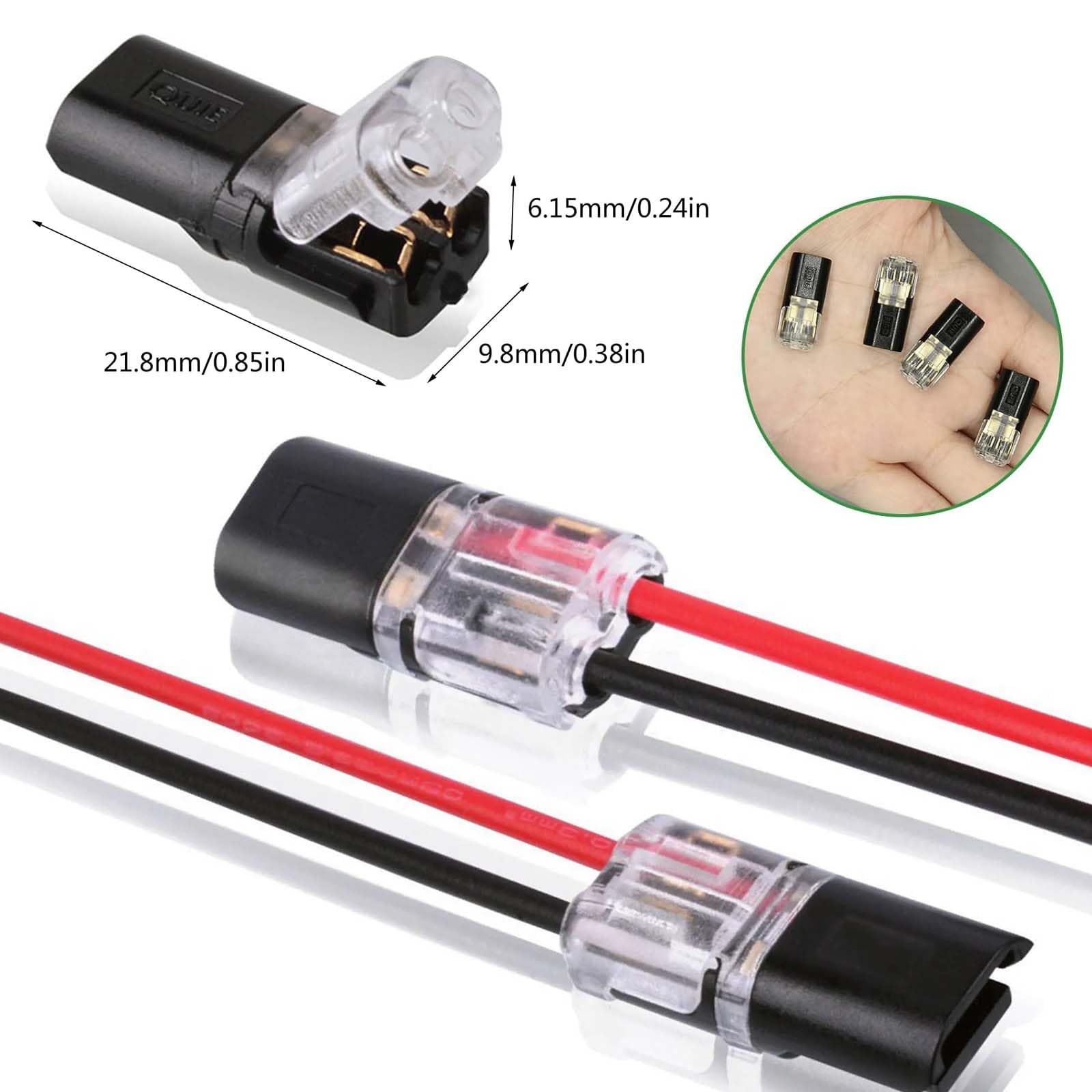 Wire Connectors, 20Pcs Quick Dual Wire Terminal Block, 2 Pin Peel-free ...