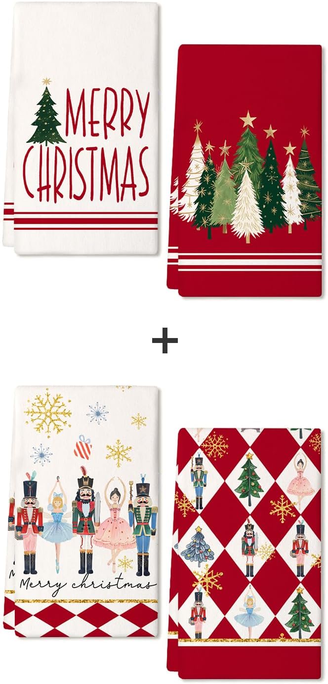Amazon.com: DineDia Nutcrackers Christmas Kitchen Towels Set of 2,Red ...