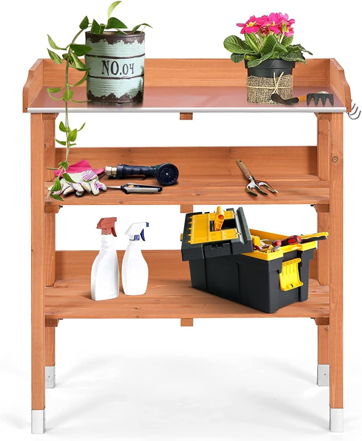 Buy 3 Tier Wooden Potting ing Outdoor Garden Work Bench Table Station ...