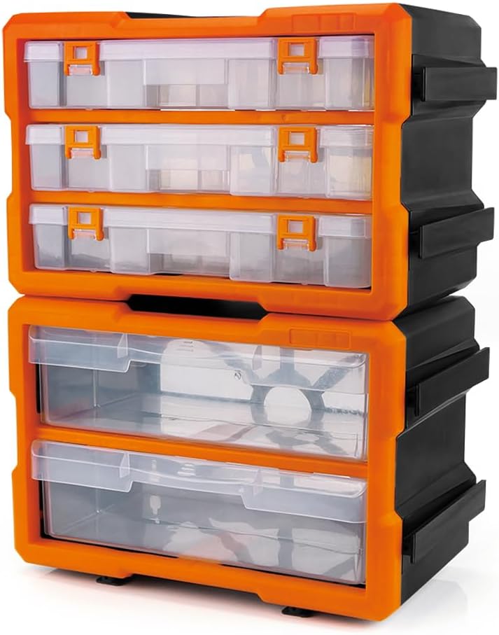 HORUSDY 5-Drawer Multipurpose Parts Bin Organizer - Wall-Mountable ...