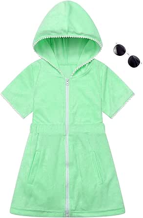 Amazon.com: SUGARETTY Girls Swim Coverup Swimsuit Coverup Zip-Up Beach ...