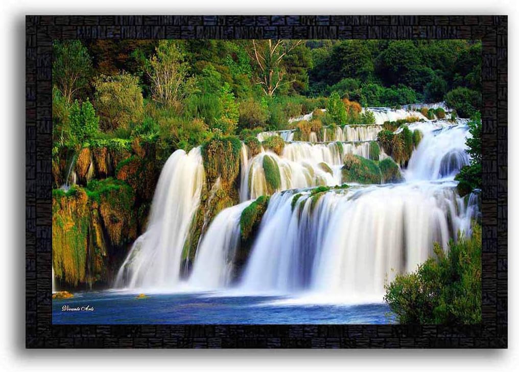 Mad Masters Waterfall Scenery Framed Photo, Wall Hanging Home Decor ...