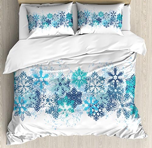 Amazon.com: Ambesonne Snowflake Duvet Cover Set, Lace Style Arrangement ...