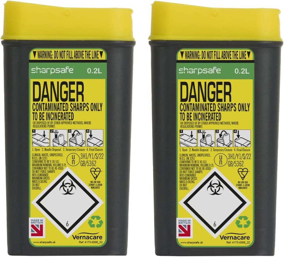 Sharpsafe 200ml Compact Travel Bin, Pack of 2 : Amazon.co.uk: Health ...