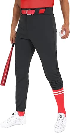 Amazon.com: MIVEI Men's Baseball Pants Joggers Elastic Tapered Leg ...