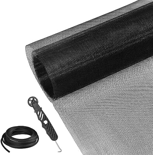 Window Screen, 35" x 118" Screen Door Repair Kit with Rubber Piping and ...