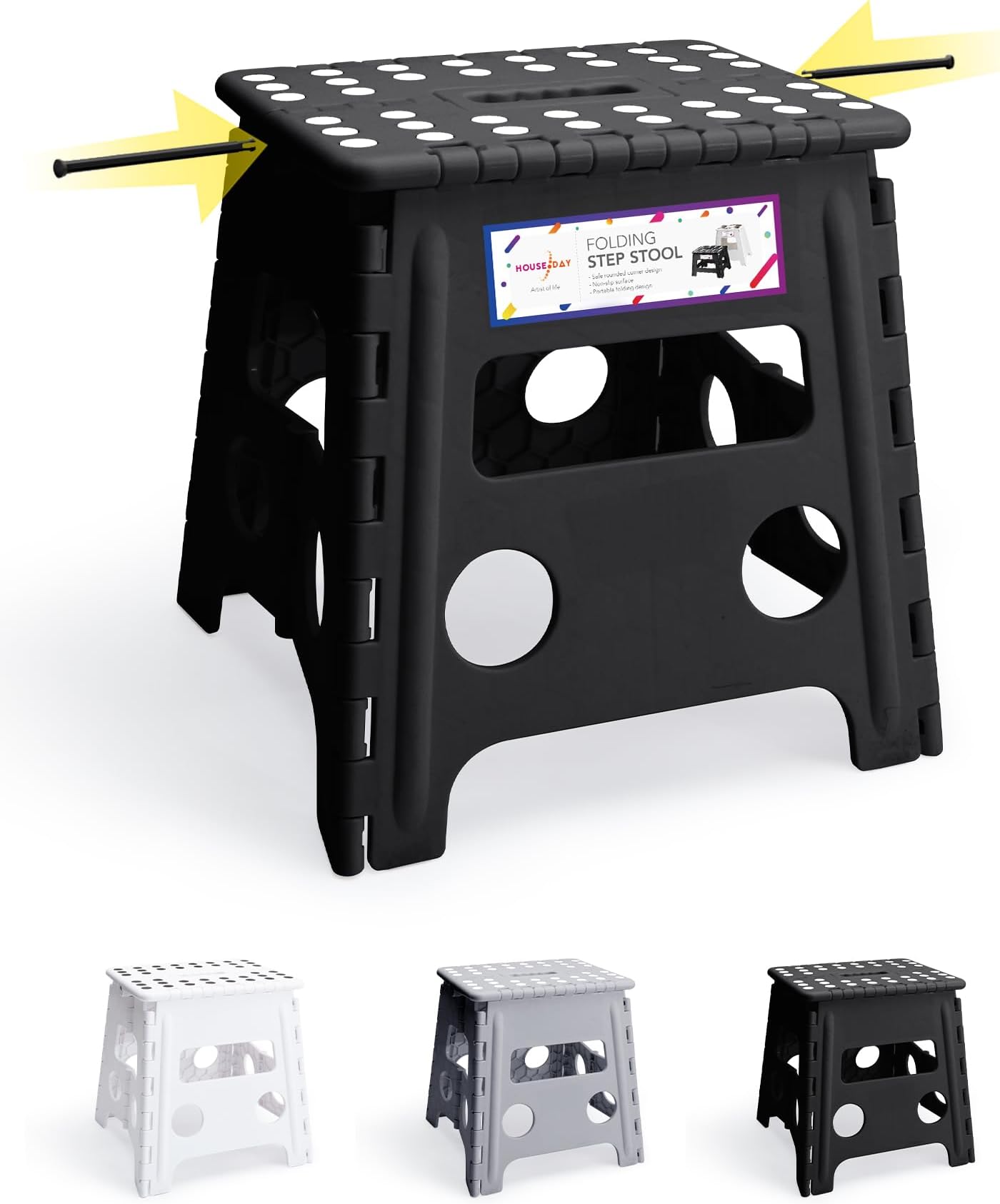 HOUSE DAY Folding Step Stool 13 inch(33cm) Height Medium Heavy Duty ...