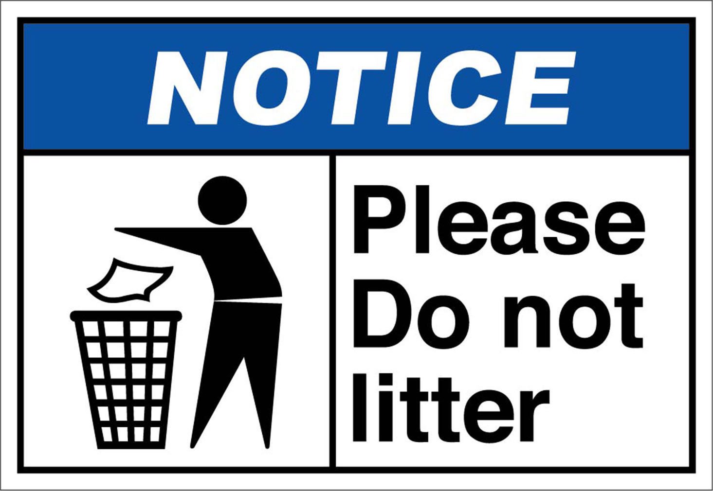 Amazon.com: Please Do Not Litter Notice OSHA/ANSI Vinyl Sticker Decal 8 ...