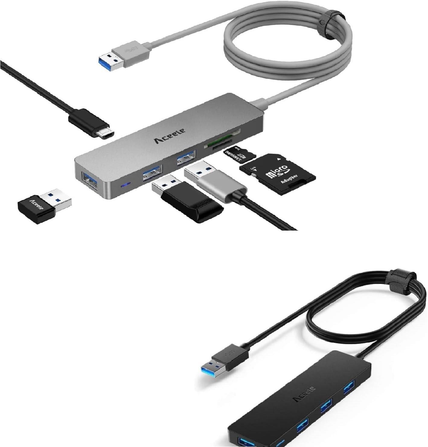 Amazon.com: Aceele USB 3.0 Hub, 6 in 1 Ultra Slim Data USB Hub with 4ft ...