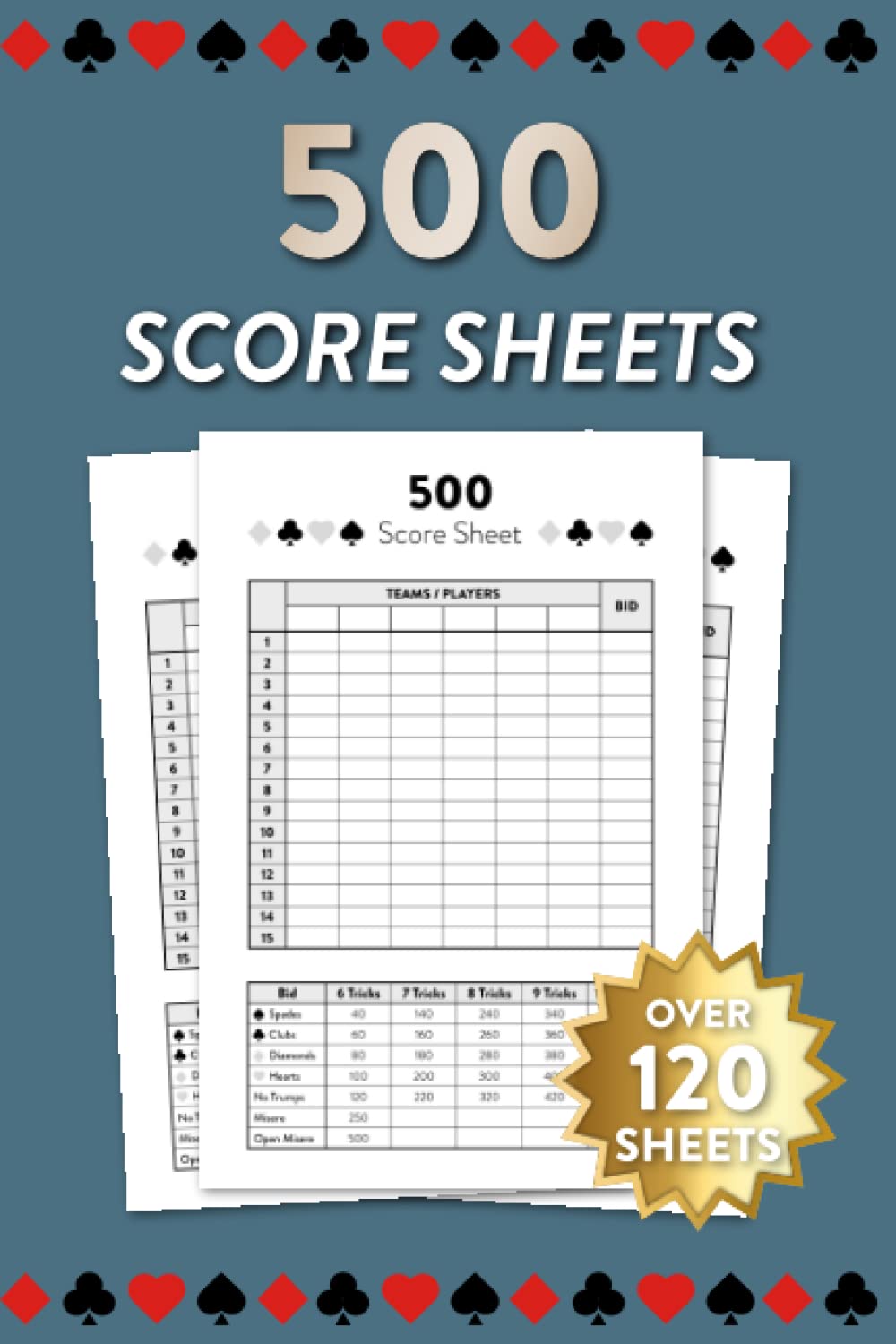 500 Score Sheets: Over 120 Sheets For 500 Card Game With Game Rules ...