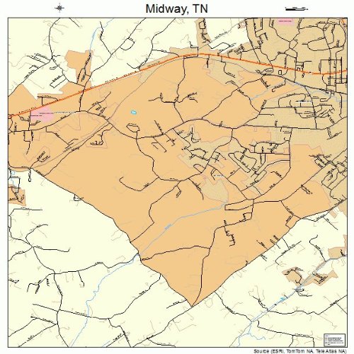 Amazon.com: Large Street & Road Map of Midway, Tennessee TN - Printed ...