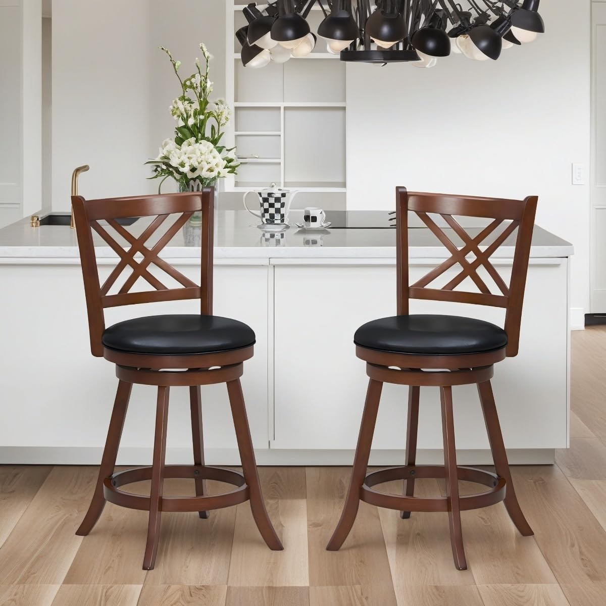 Amazon.com: ERGOMASTER Set of 2 Swivel Bar Stools 24/29 Inch Height ...