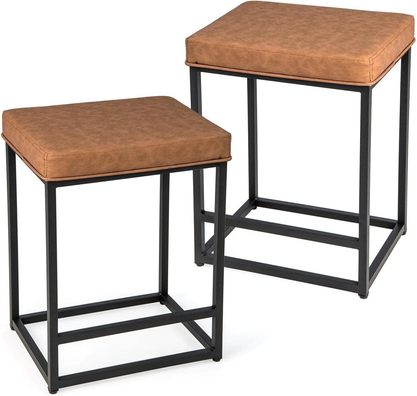 TANGZON Bar Stools Set of 4, Stackable Backless Bar Chairs with Solid ...