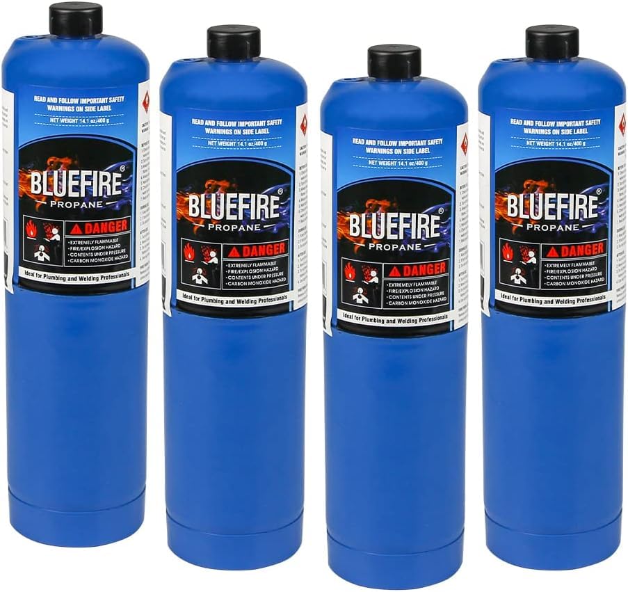 Pack of 4, BLUEFIRE Standard Propane Gas Cylinder Canister Welding ...