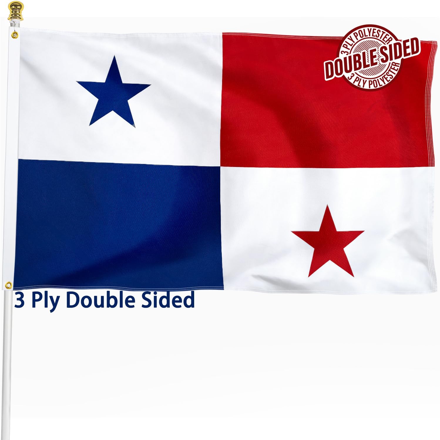Panama Panamanian Flag 3x5 ft Outdoor, Double Sided 3 Ply Heavy Duty ...