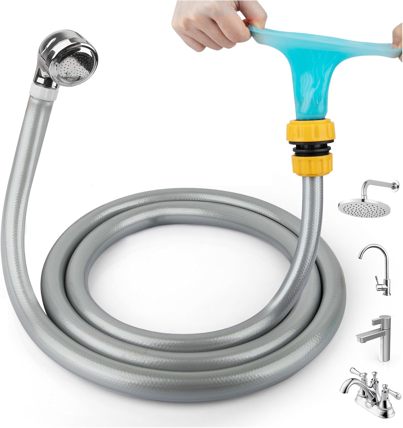 Slip-on Shower Attachment Hose:Tub Faucet Hose and Sprayer,for Shower ...