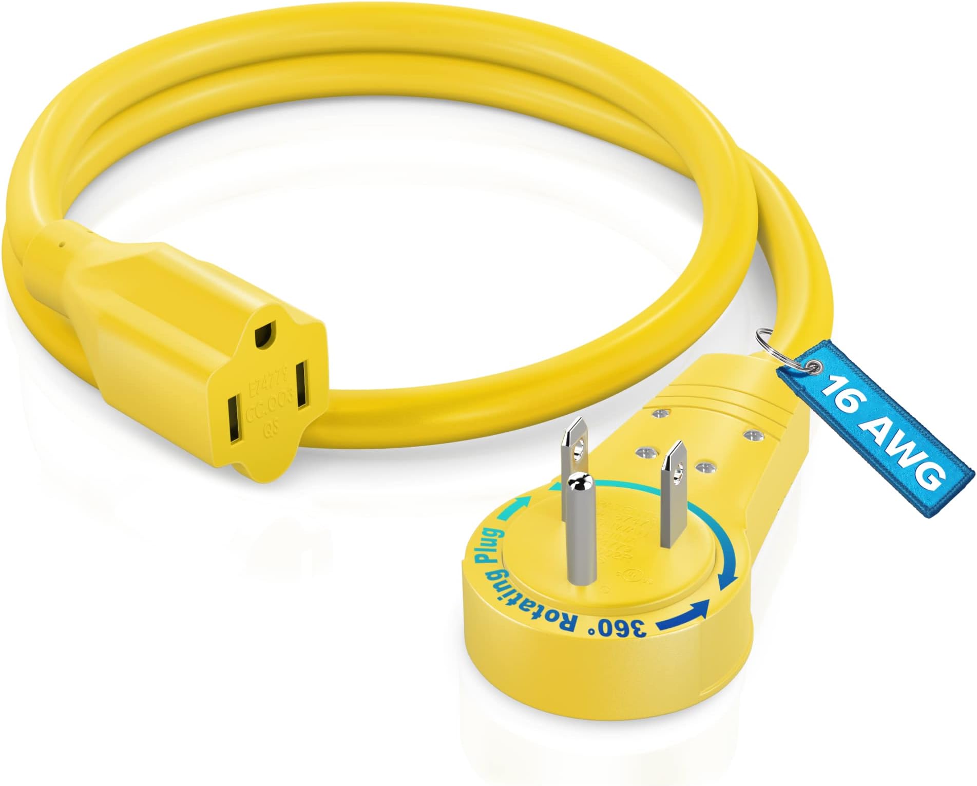 Amazon.com: Maximm Cable 1 Foot 360° Rotating Flat Plug Extension Cord ...