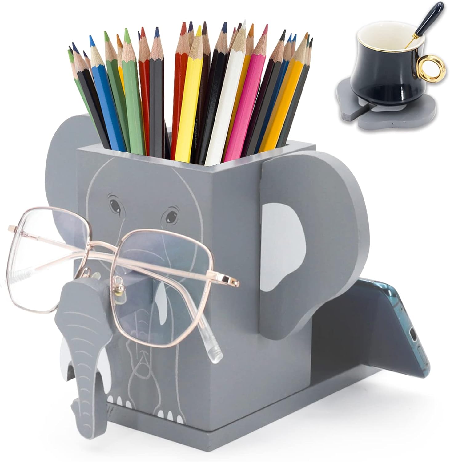 Amazon.com: 4 in 1 Elephant Pen Pencil Holder with Phone Stand ...