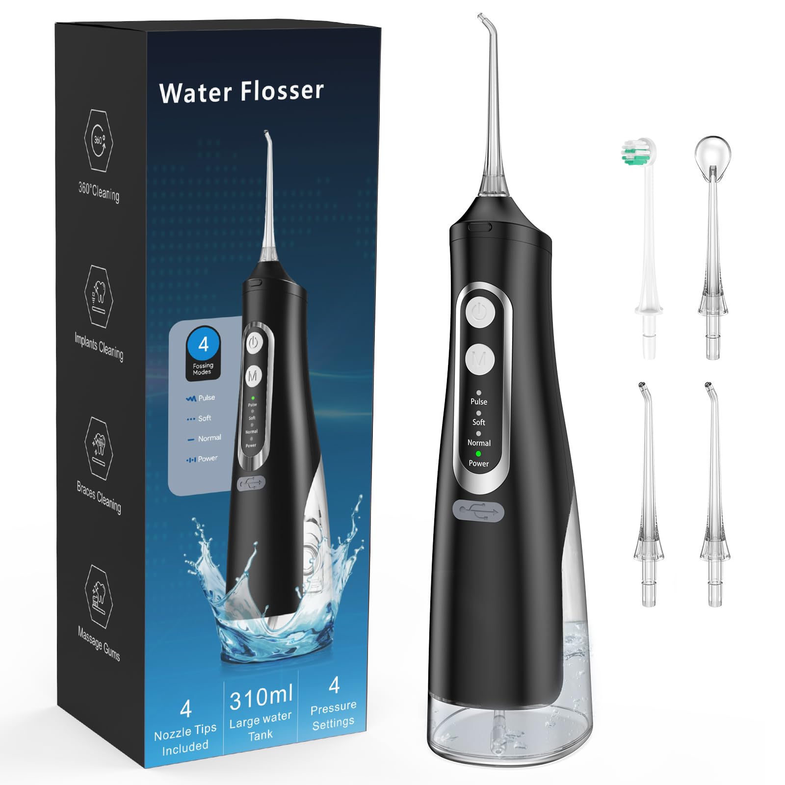 Snapklik.com : Water Flosser For Teeth Cleaning 4 Modes Rechargeable ...