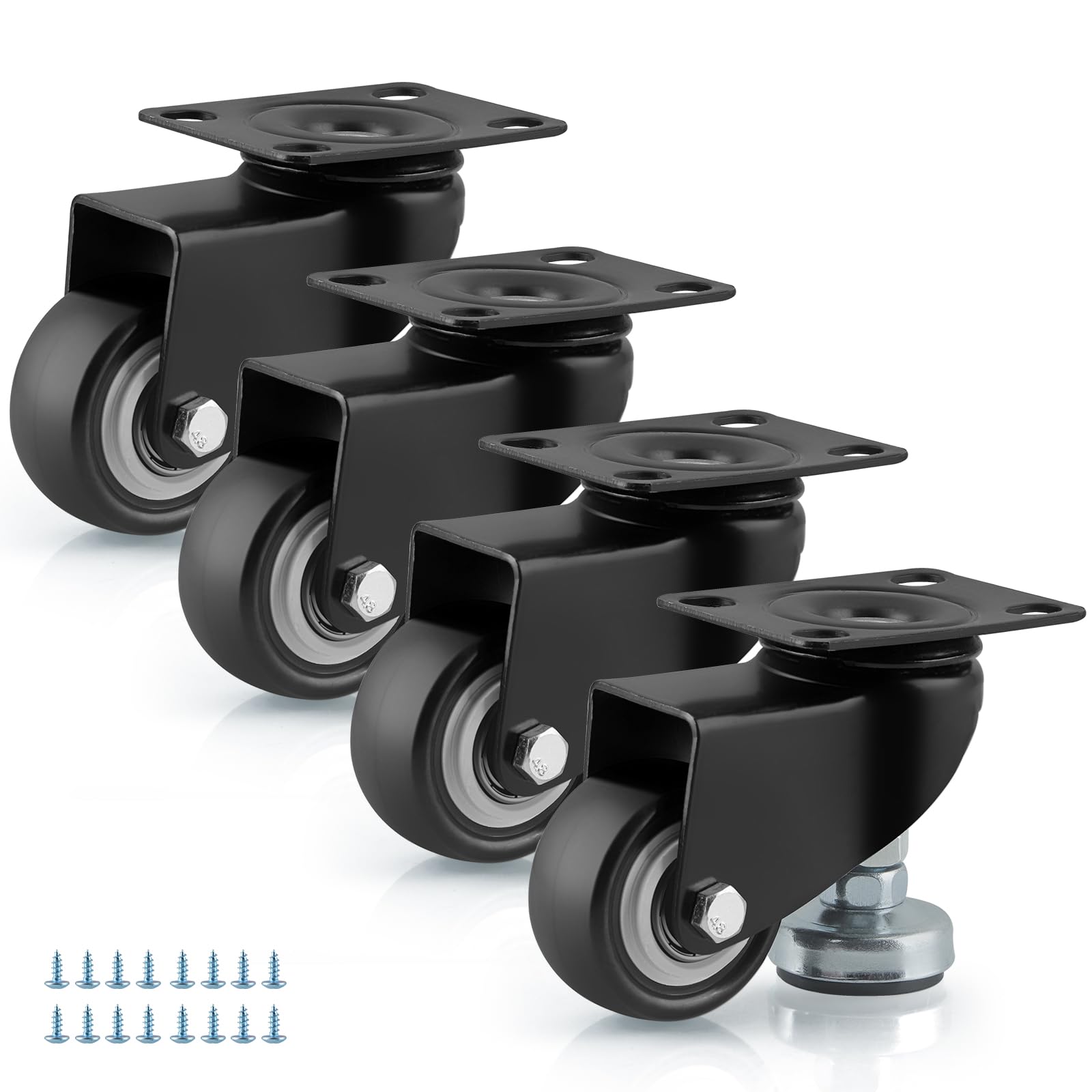 Snapklik.com : 4 Pcs 2" Leveling Plate Caster, Retractable Workbench ...