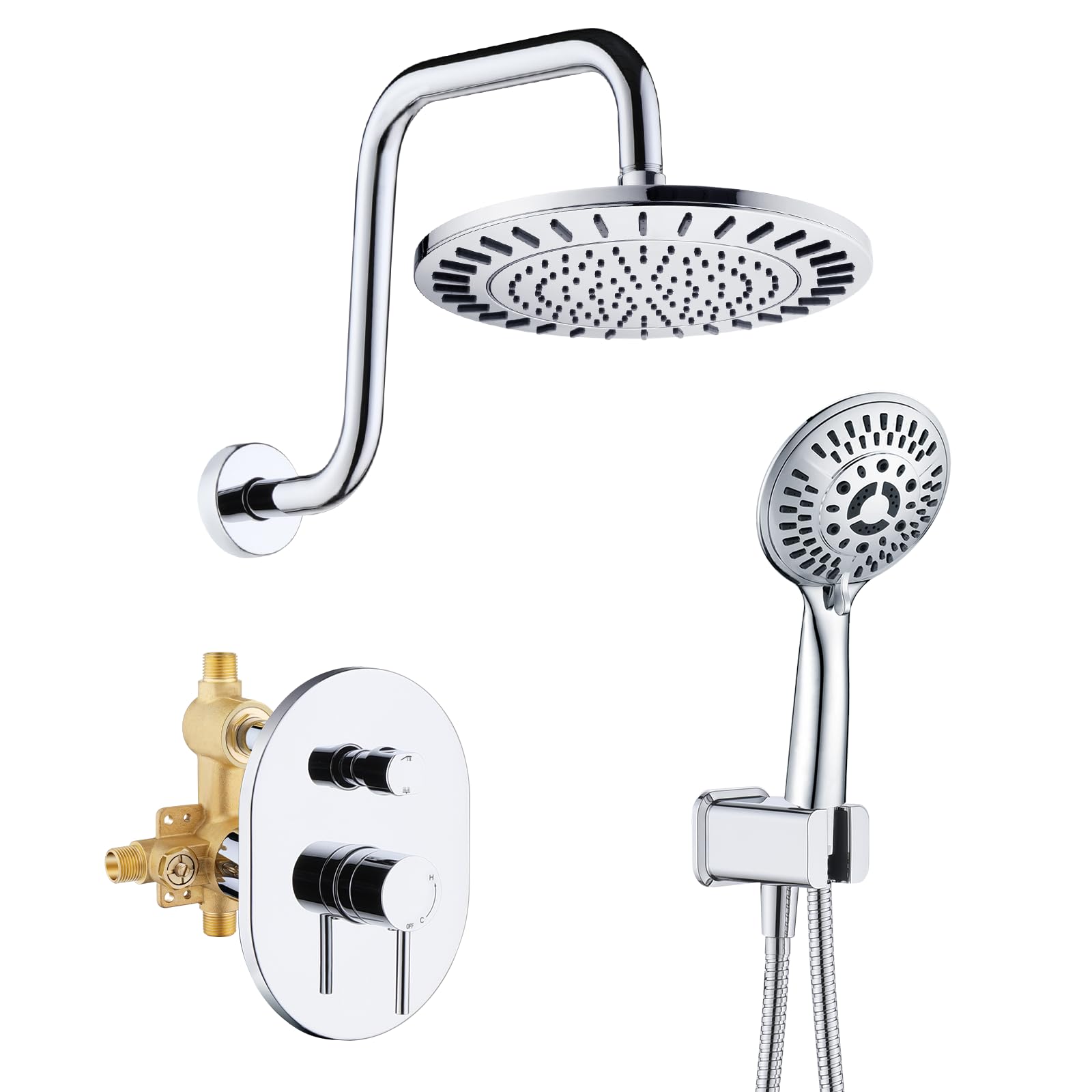 BRIGHT SHOWERS Shower Faucet Set, Shower Heads System with Rainfall ...