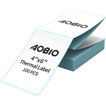 Amazon.com : AOBIO 4X6 Direct Thermal Shipping Label Paper - 100Pcs ...