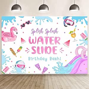 Amazon.com : MEHOFOND 10x7ft Water Slide Birthday Bash Backdrop for ...