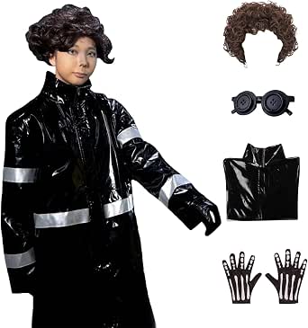 Amazon.com: Wybie Lovat Cosplay Black Raincoat Button Glasses and ...