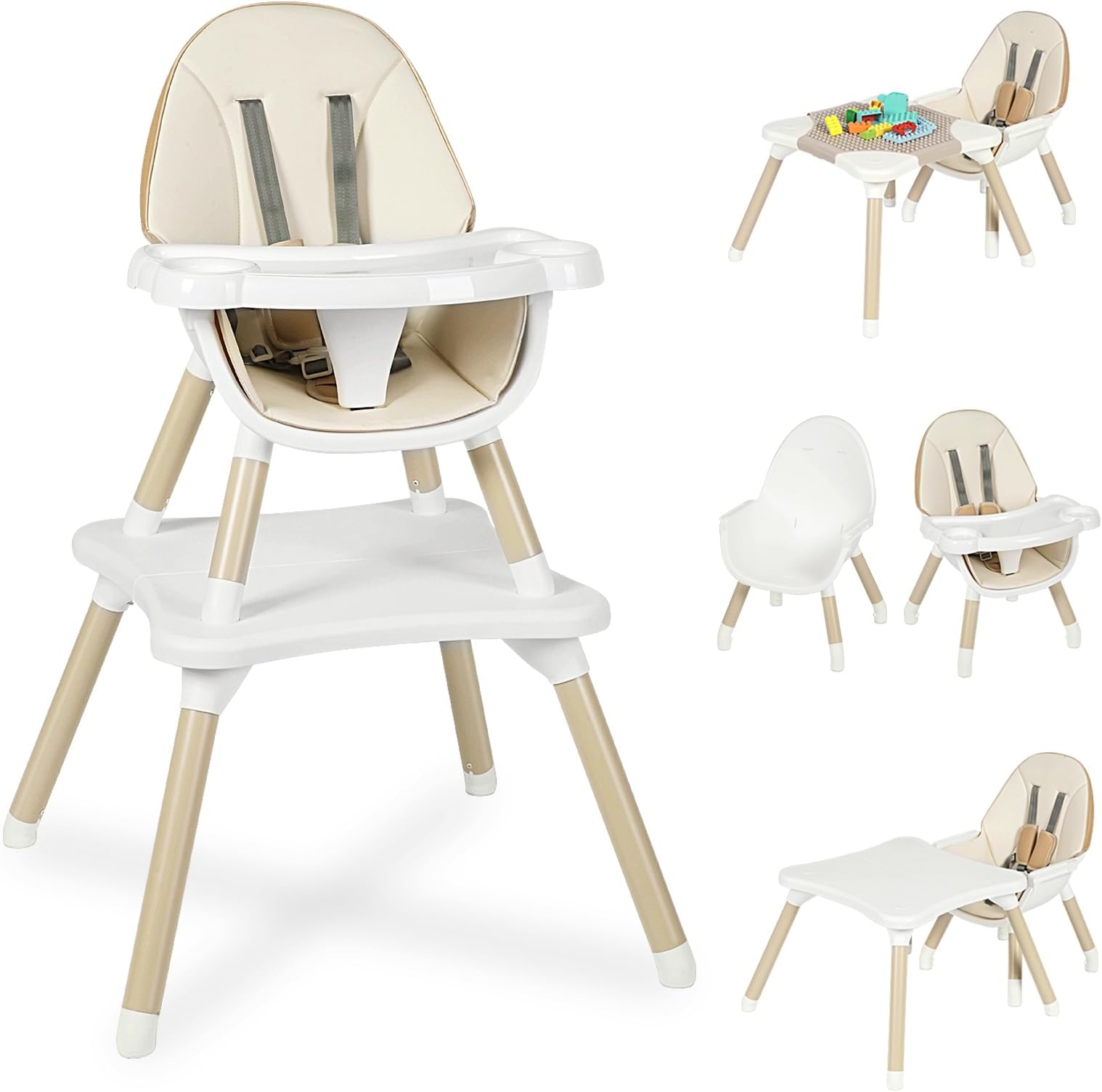 Amazon.com : Frtefee 6 in 1 Baby High Chair, Convertible Highchair for ...