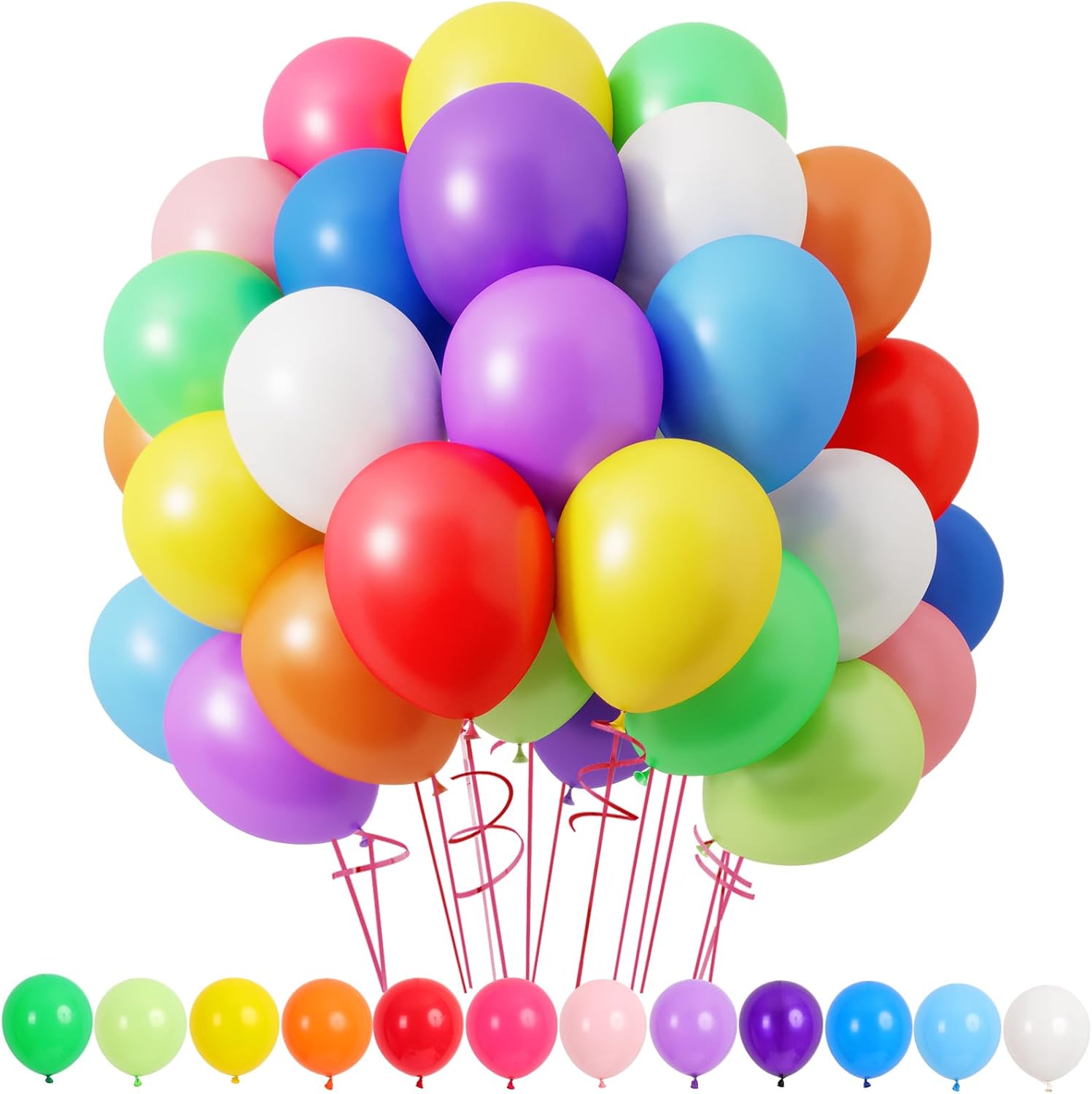 Amazon.com: RUBFAC 120pcs 12 Inches Balloons, Matte Rainbow Balloon Kit ...