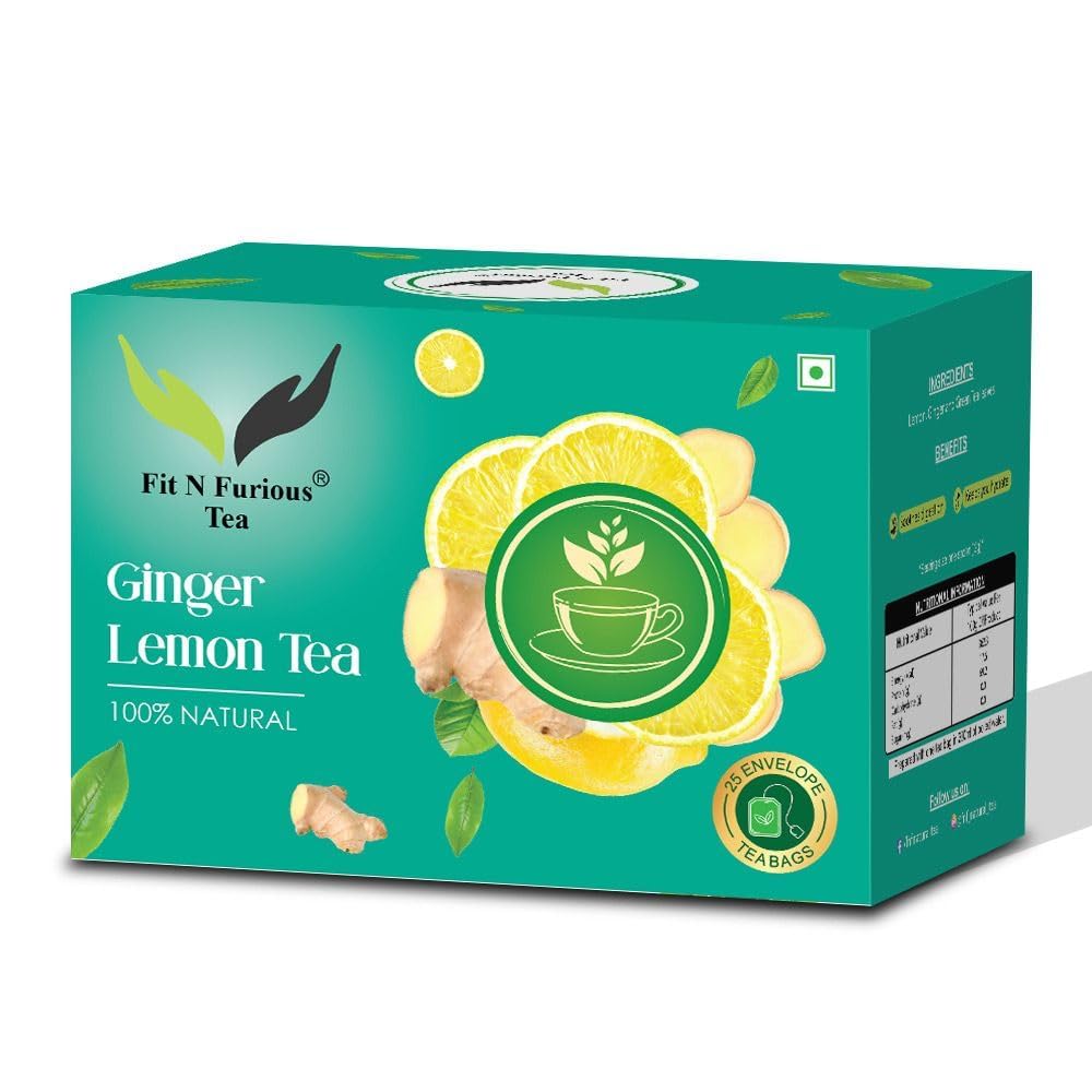 Fit N Furious Ginger Lemon Green Tea | Ginger Tea | Lemon Tea | Herbal ...
