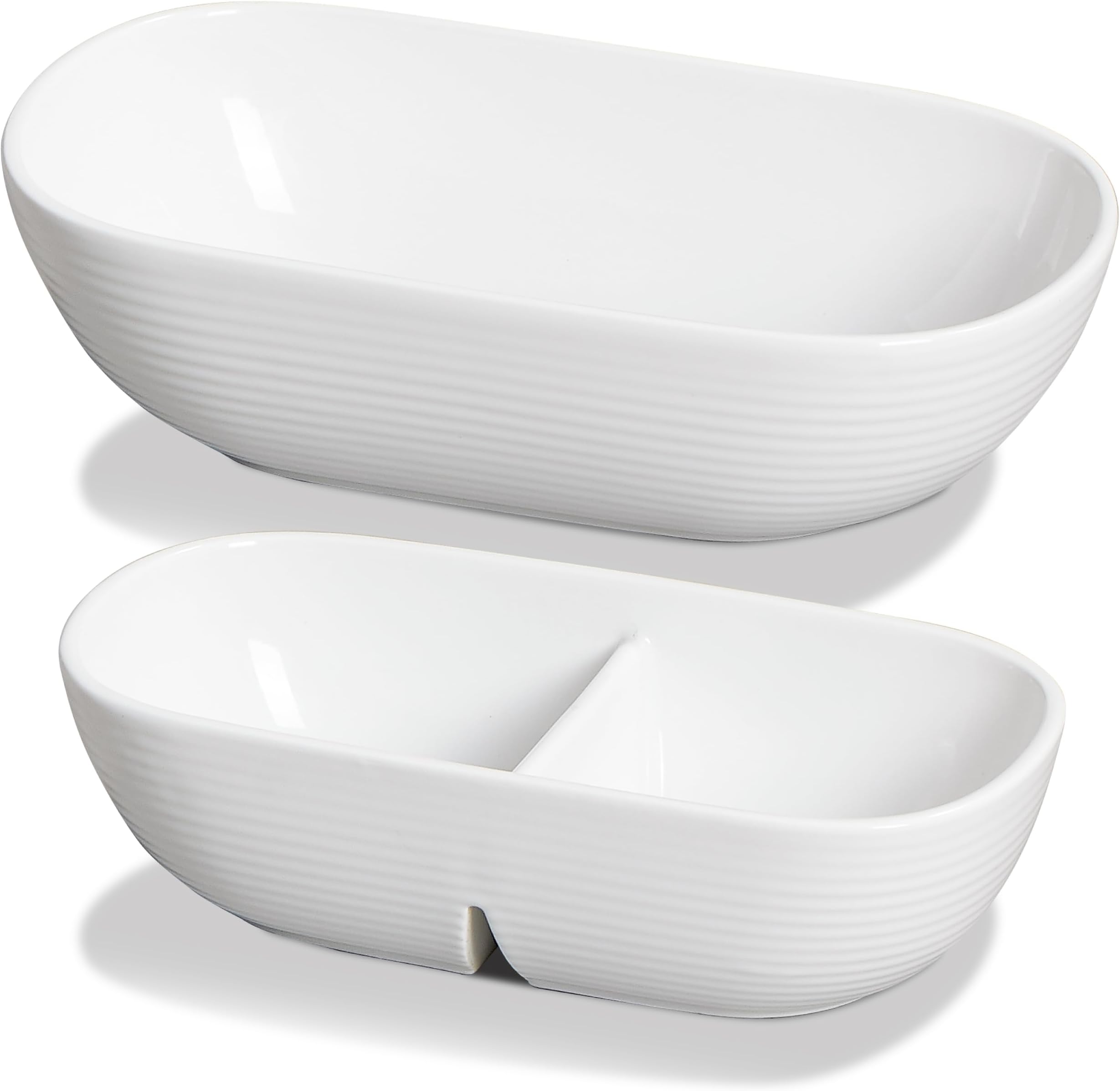 Amazon.com | ONEMORE Chip and Dip Bowls, Set of 2 - Ceramic 10" Deep ...