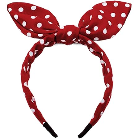 Amazon.com: Red Bow Cotton Headband Red Polka Dot Headband Retro ...