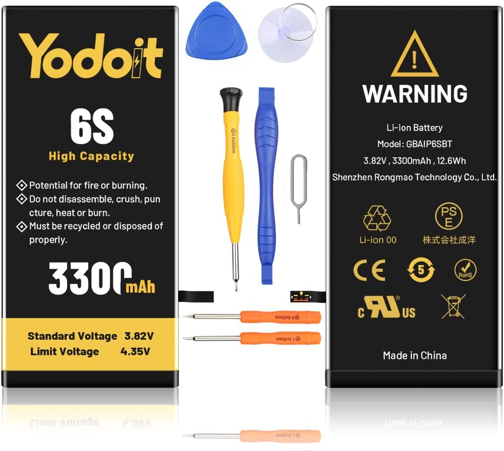 Yodoit for iPhone 6S Battery Replacement 3300mAh Battery High Capacity ...