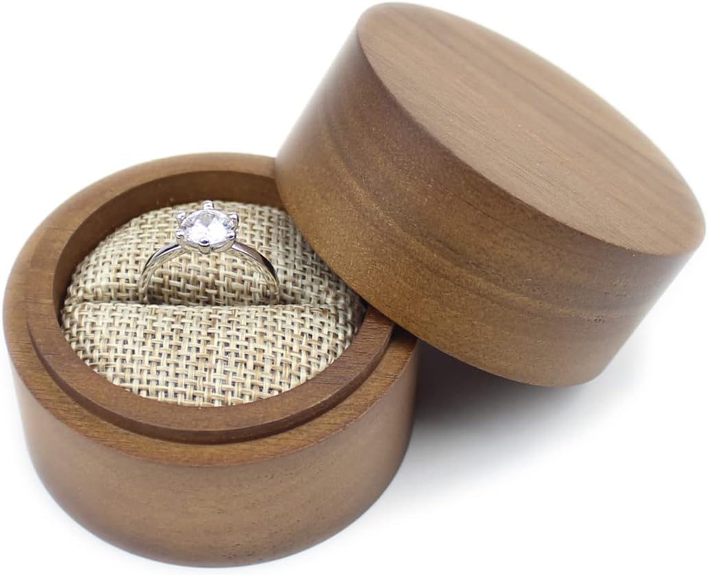 Amazon.com: DSHOM Rustic Walnut Wooden Engagement Ring Box, Solid Wood ...