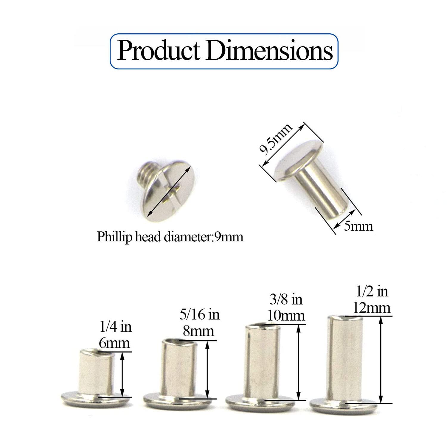 Snapklik.com : 80Sets Chicago Screws Leather Rivets Assorted Screw ...