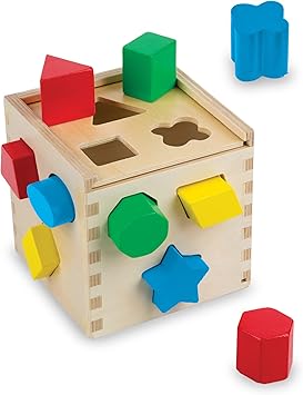 Amazon.com: Melissa & Doug Shape Sorting Cube - Classic Wooden Toy With 12 Shapes - Kids Shape ...